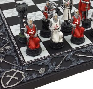 hpl medieval times crusades red and white armored maltese knights chess set with 17" board