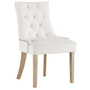 modway pose tufted performance velvet upholstered dining chair with nailhead trim in ivory