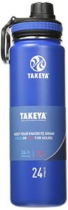 takeya originals 24 oz vacuum insulated stainless steel water bottle with straw lid, navy