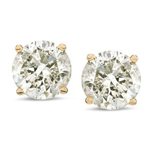 amazon essentials 14k yellow gold round-cut diamond stud earrings (2cttw, j-k color, i2-i3 clarity) (previously amazon collection)