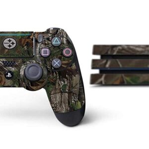 Skinit Decal Gaming Skin Compatible with PS4 Pro Console and Controller Bundle - Officially Licensed NFL Pittsburgh Steelers Realtree Xtra Green Camo Design