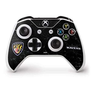 skinit decal gaming skin compatible with xbox one s controller - officially licensed nfl baltimore ravens - alternate distressed design