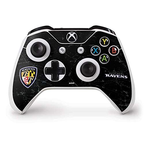 Skinit Decal Gaming Skin Compatible with Xbox One S Controller - Officially Licensed NFL Baltimore Ravens - Alternate Distressed Design