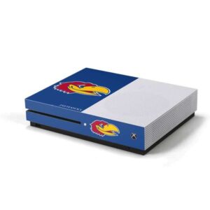 skinit decal gaming skin compatible with xbox one s console - officially licensed college kansas jayhawks digi design