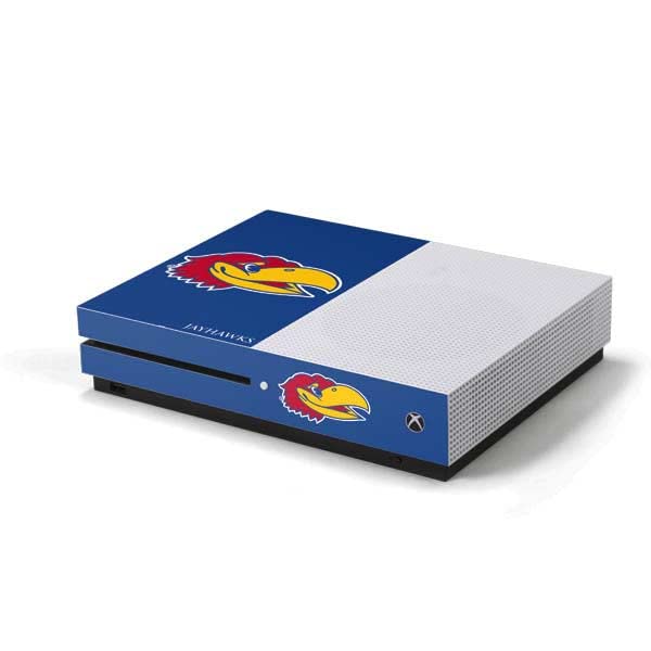 Skinit Decal Gaming Skin Compatible with Xbox One S Console - Officially Licensed College Kansas Jayhawks Digi Design