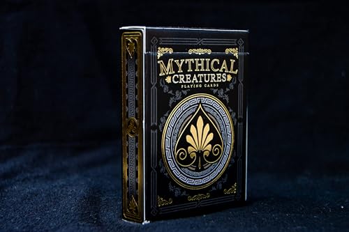 Mythical Creatures Playing Cards - Black, Silver & Gold Edition | Waterproof PVC | Greek, Norse, Egyptian, East Asian Designs | Custom Hand-Drawn Art