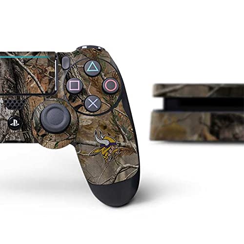 Skinit Decal Gaming Skin Compatible with PS4 Slim Bundle - Officially Licensed NFL Minnesota Vikings Realtree AP Camo Design