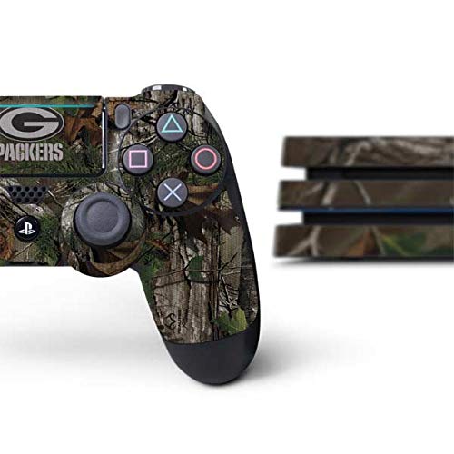 Skinit Decal Gaming Skin Compatible with PS4 Pro Console and Controller Bundle - Officially Licensed NFL Green Bay Packers Realtree Xtra Green Camo Design