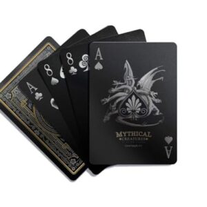 Mythical Creatures Playing Cards - Black, Silver & Gold Edition | Waterproof PVC | Greek, Norse, Egyptian, East Asian Designs | Custom Hand-Drawn Art