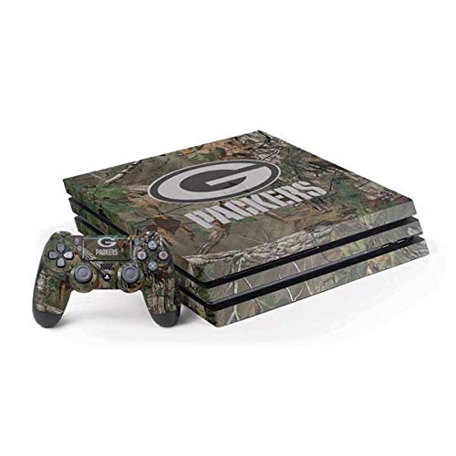 Skinit Decal Gaming Skin Compatible with PS4 Pro Console and Controller Bundle - Officially Licensed NFL Green Bay Packers Realtree Xtra Green Camo Design