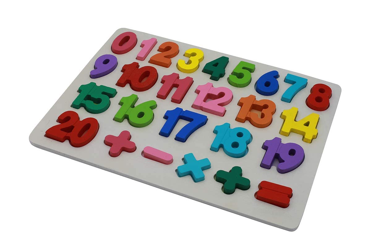 KanCai Kids Wooden 1-20 Number Chunky Puzzle Board Toys - Preschool Early Learning Toys 220x300x10mm (Numbers Puzzle)