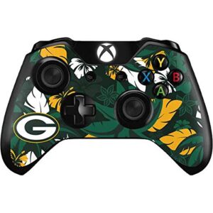 skinit decal gaming skin compatible with xbox one controller - officially licensed nfl green bay packers tropical print design