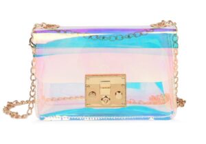 mini hologram clear cross body purse shoulder bag handbag for women (style a)