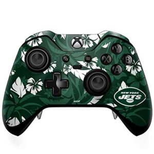 skinit decal gaming skin compatible with xbox one elite controller - officially licensed nfl new york jets tropical print design