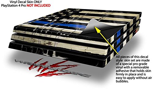 WraptorSkinz PS4 Pro Skin Wrap Painted Faded Cracked Blue Line Stripe USA American Flag - Decal Style Skin fits Sony PlayStation 4 Pro Console