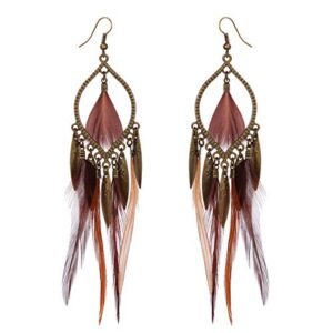 fxmimior fashion women vintage bohe feather earrings for christmas xmas jewelry women