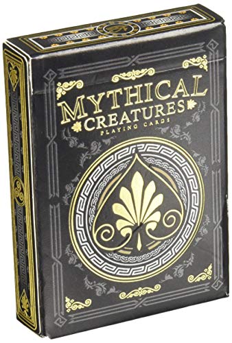 Mythical Creatures Playing Cards - Black, Silver & Gold Edition | Waterproof PVC | Greek, Norse, Egyptian, East Asian Designs | Custom Hand-Drawn Art