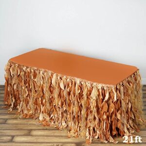 tableclothsfactory 21ft enchanting curly willow taffeta table skirt - gold