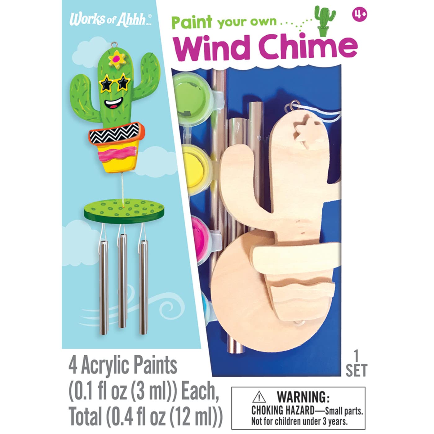 MasterPieces Works of Ahhh Mini Craft Set - Cactus Wind Chime Build & Paint Family Craft Set