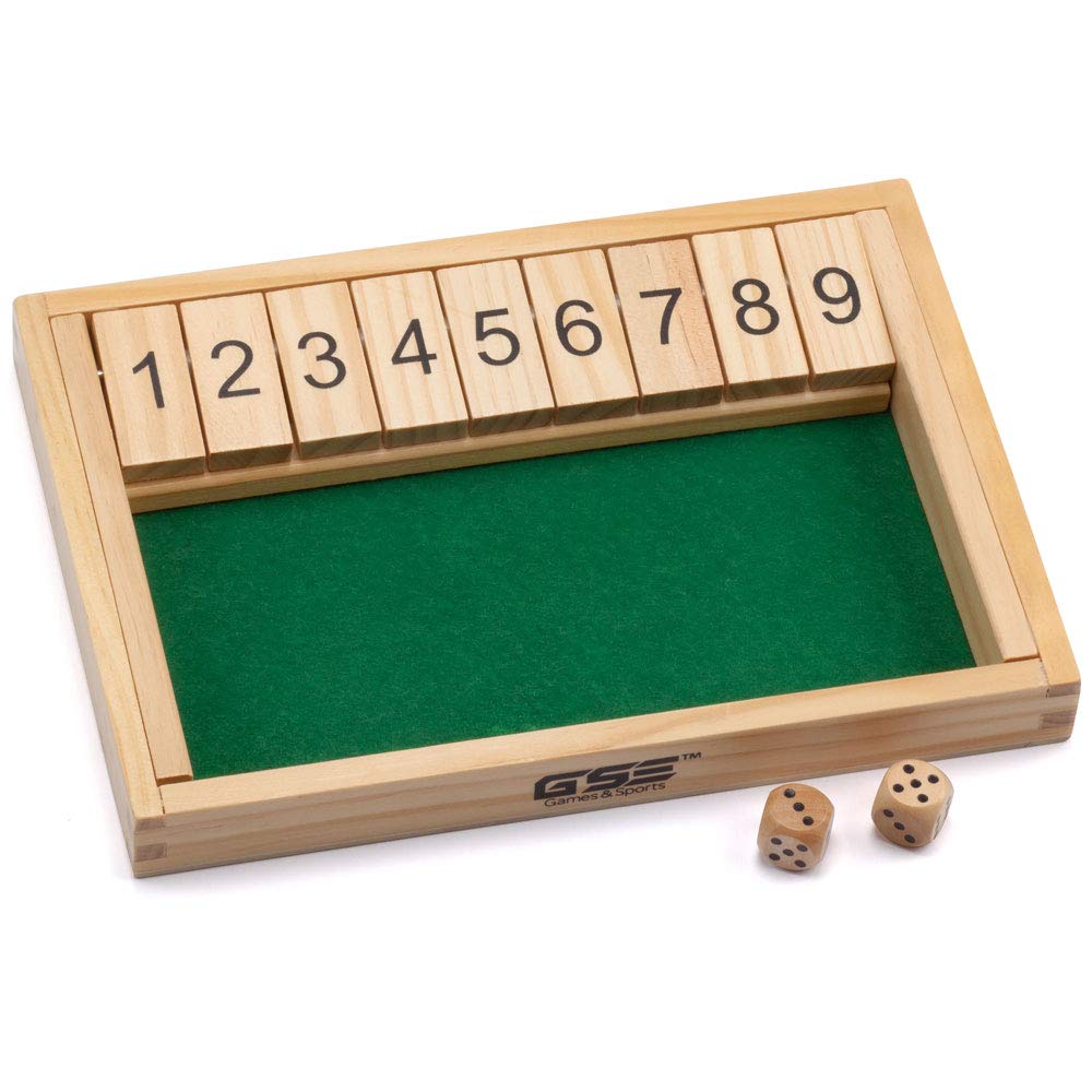 Wooden 9# Shut The Box Game - Mini Travel Set - Simple funny Family, party board game