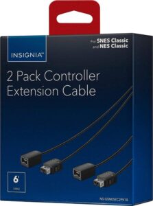 insignia 6 ft. (2-pack) controller extension cable for nintendo snes classic and nintendo nes classic controllers - black