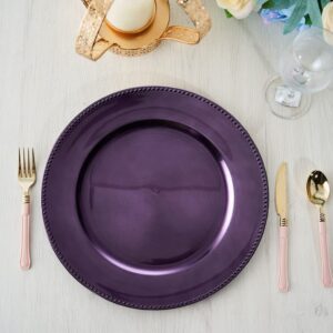 tableclothsfactory 24 pcs 13" purple beaded round charger plates