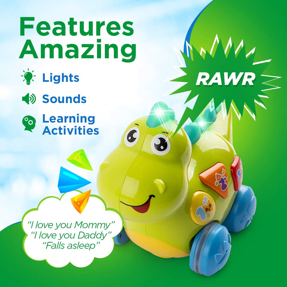 WolVolk Talking Dinosaur Toy with Lights and Sounds for Kids - Teaching, Learning, Activity, Walking & Fun Action