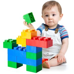 UNiPLAY Plump Soft Building Blocks - 36-Piece Jumbo Stacking Multicolor Set for Early Cognitive Development and Creative Play - Ages 3 Months+