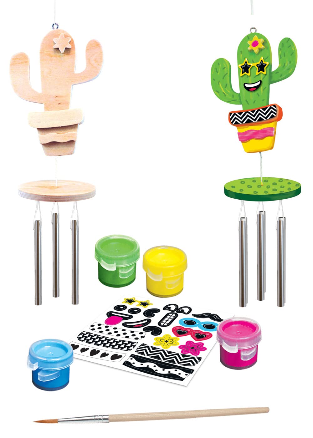 MasterPieces Works of Ahhh Mini Craft Set - Cactus Wind Chime Build & Paint Family Craft Set