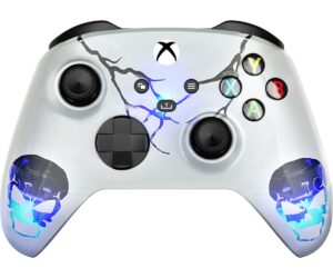 moddedzone skulls white original custom un-modded wireless gaming controller compatible with xbox one s/x, pc | personalize your gaming experience and exceptional performance | customized in the usa|