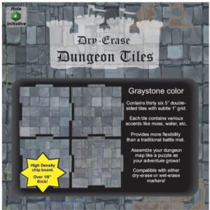 Dry Erase Dungeon Tiles, Shapes, and Sizes Graystone Thirty-Six 5" Squares