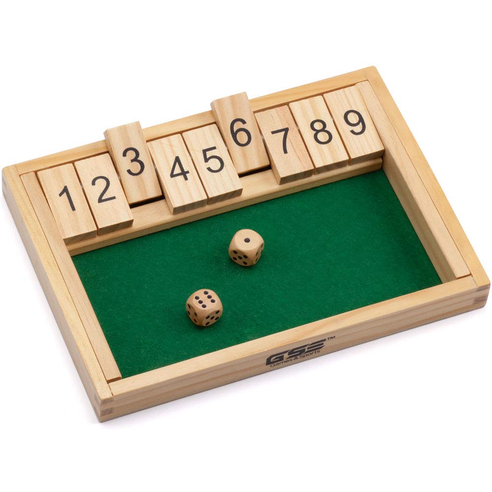 Wooden 9# Shut The Box Game - Mini Travel Set - Simple funny Family, party board game