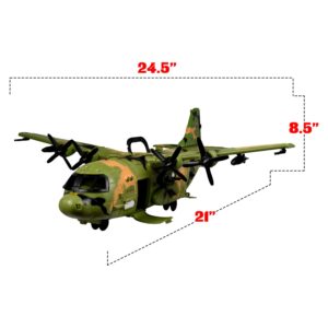 WolVolk Giant C130 Bomber Military Combat Fighter Airforce Airplane Toy with Lights and Army Sounds for Kids, with Mini Soldiers