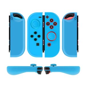 tnp joycon case for nintendo switch - silicone joy con case for nintendo switch & switch oled - protective switch controller case cover with thumb grip caps for nintendo switch joycon (black)