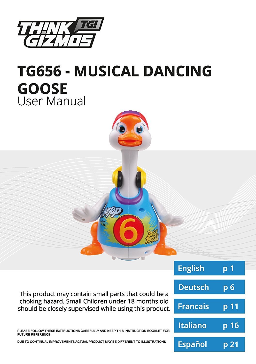 Think Gizmos Bump 'n' Go Walking, Talking, Singing and Dancing Musical Hip Hop Goose