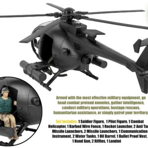 Click N' Play Military Attack Combat Helicopter Toy - 20 Piece Play Set Helicopter Toys with Accessories - Military Toys