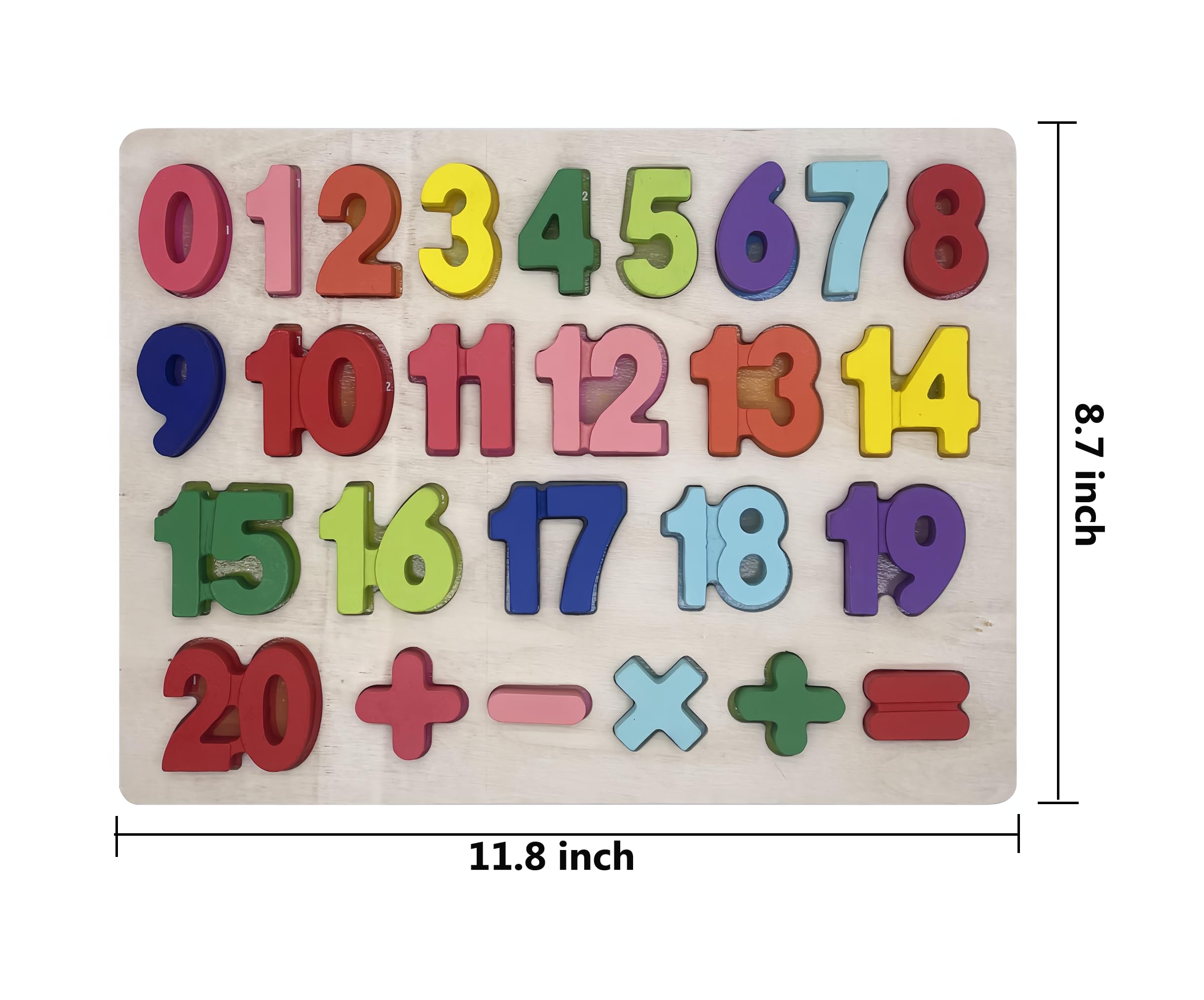 KanCai Kids Wooden 1-20 Number Chunky Puzzle Board Toys - Preschool Early Learning Toys 220x300x10mm (Numbers Puzzle)