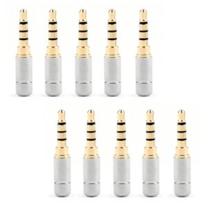 areyourshop 10pcs mini 3.5mm stereo 4 pole jack plug audio connector for repair headphone