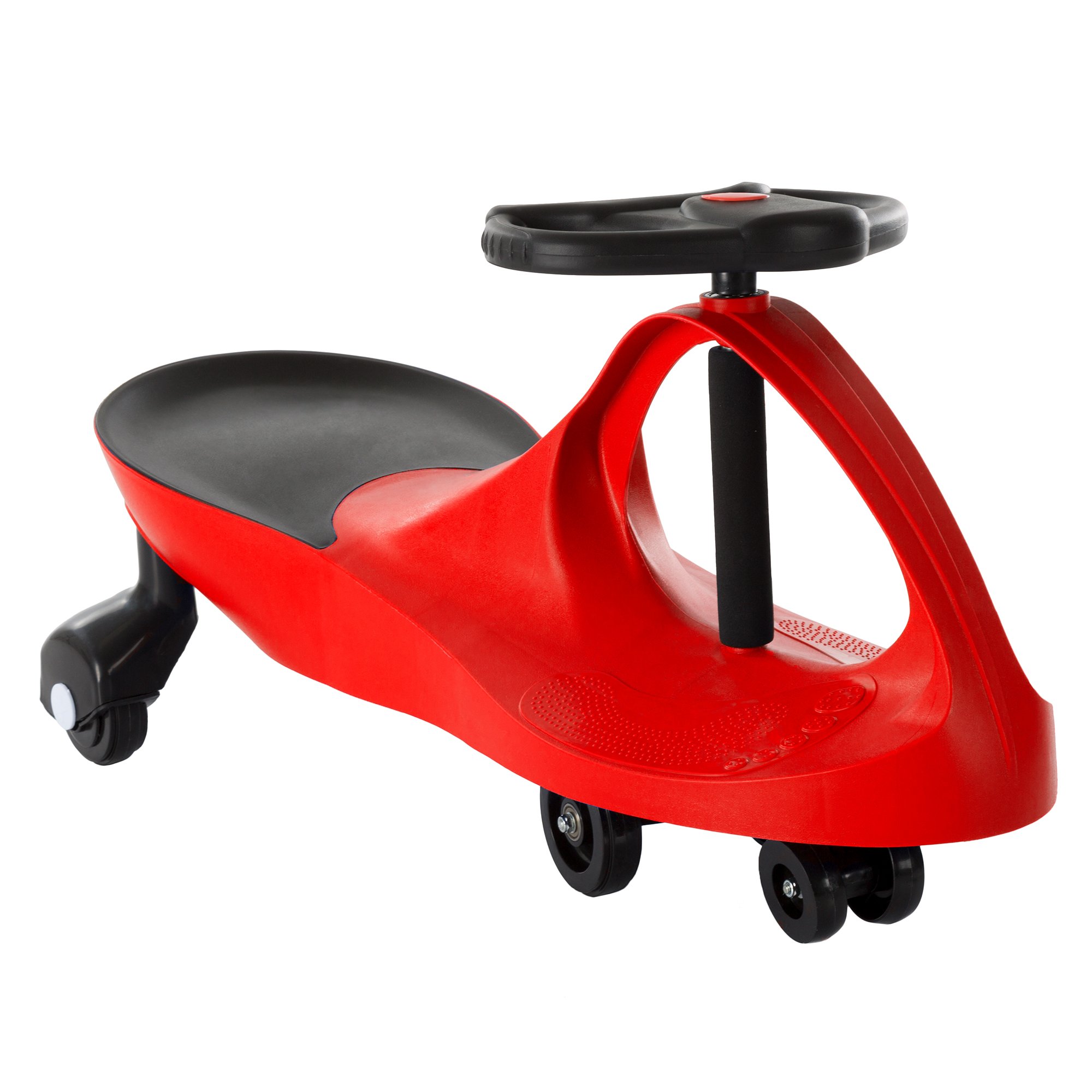 Wiggle Car Ride On Toy – No Batteries, Gears or Pedals – Twist, Swivel, Go – Outdoor Ride Ons for Kids 3 Years and Up by Lil’ Rider, Red and Black.