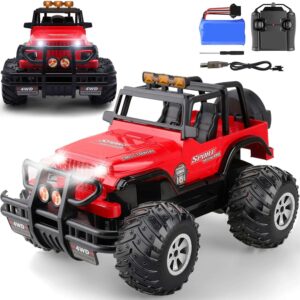 remote control truck for boys 4-7, high speed off road 1:16 pick-up toys rc car monster truck 2.4ghz with led headlight crawler for kids