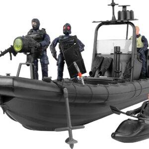 Click N’ Play Military Elite Swat Unit Force Patrol Dinghy Boat 25 Piece Play Set with Accessories - Click n Play Military Toy Boat - SWAT Toys