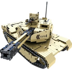 Bo Toys R/C Shooting Tank Building Bricks Radio Control Toy, 1276 Pcs Military Battle Storm of The Desert Tank Kit with USB Rechargeable Battery, Construction Build It Yourself Toys