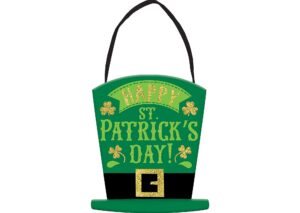 amscan st. patrick's day mini message sign, 6" x 6", green