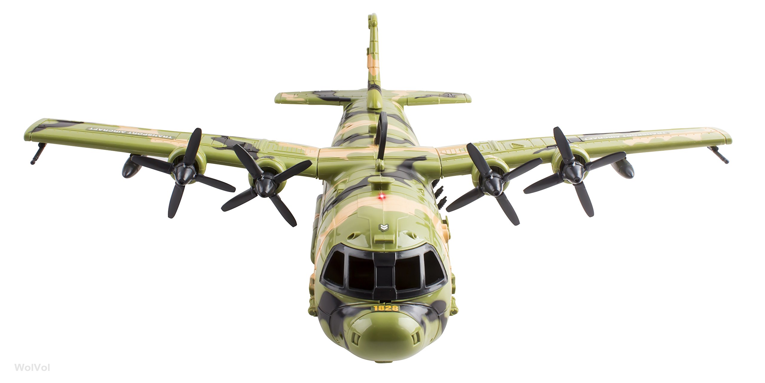 WolVolk Giant C130 Bomber Military Combat Fighter Airforce Airplane Toy with Lights and Army Sounds for Kids, with Mini Soldiers