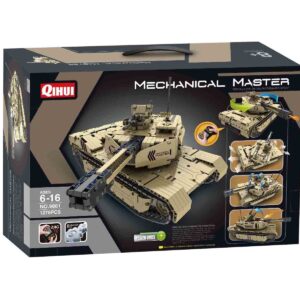 Bo Toys R/C Shooting Tank Building Bricks Radio Control Toy, 1276 Pcs Military Battle Storm of The Desert Tank Kit with USB Rechargeable Battery, Construction Build It Yourself Toys