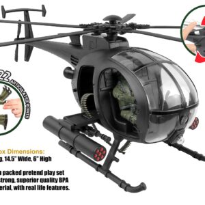 Click N' Play Military Attack Combat Helicopter Toy - 20 Piece Play Set Helicopter Toys with Accessories - Military Toys