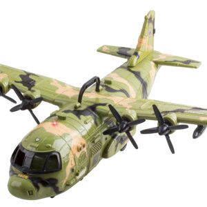 WolVolk Giant C130 Bomber Military Combat Fighter Airforce Airplane Toy with Lights and Army Sounds for Kids, with Mini Soldiers