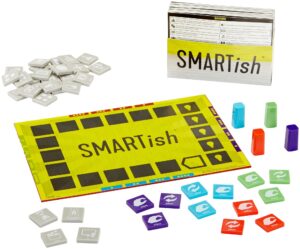 mattel games smartish trivia board game for 2 to 12 players ages 14 years and older, category-swap strategy