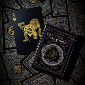 Mythical Creatures Playing Cards - Black, Silver & Gold Edition | Waterproof PVC | Greek, Norse, Egyptian, East Asian Designs | Custom Hand-Drawn Art