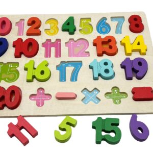 KanCai Kids Wooden 1-20 Number Chunky Puzzle Board Toys - Preschool Early Learning Toys 220x300x10mm (Numbers Puzzle)